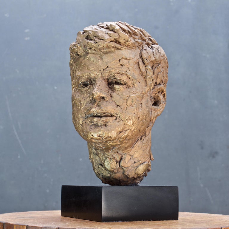 1970s Rare Large Robert Berks Sculpture John F Kennedy Bust Mid-Century ...