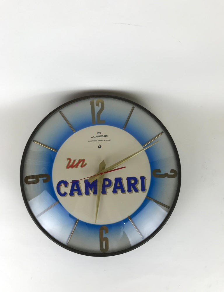 1970s Rare Un Campari Logo Advertising Clock Made by Italian Watchmaker ...