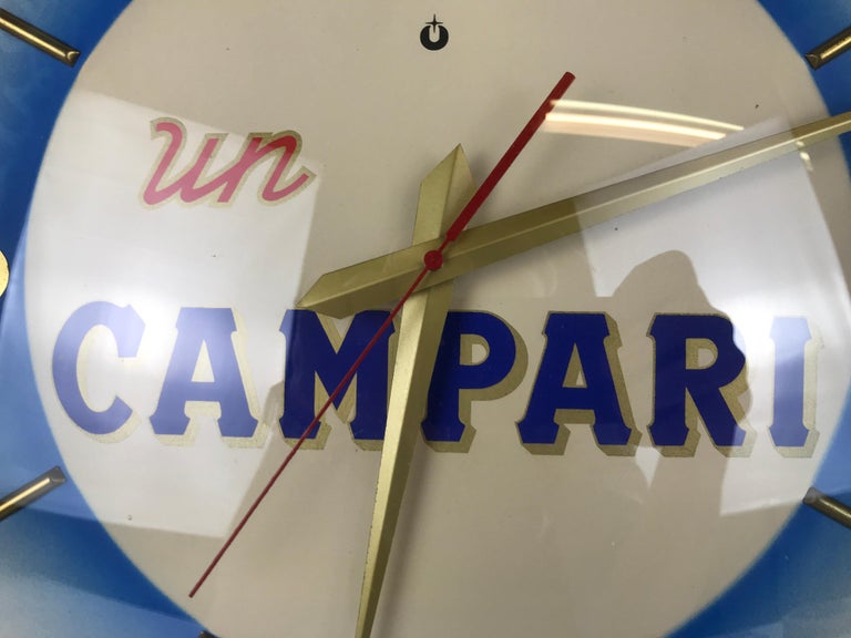 1970s Rare Un Campari Logo Advertising Clock Made by Italian Watchmaker ...