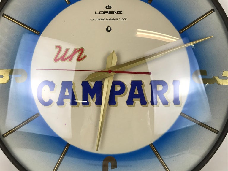 1970s Rare Un Campari Logo Advertising Clock Made by Italian Watchmaker ...
