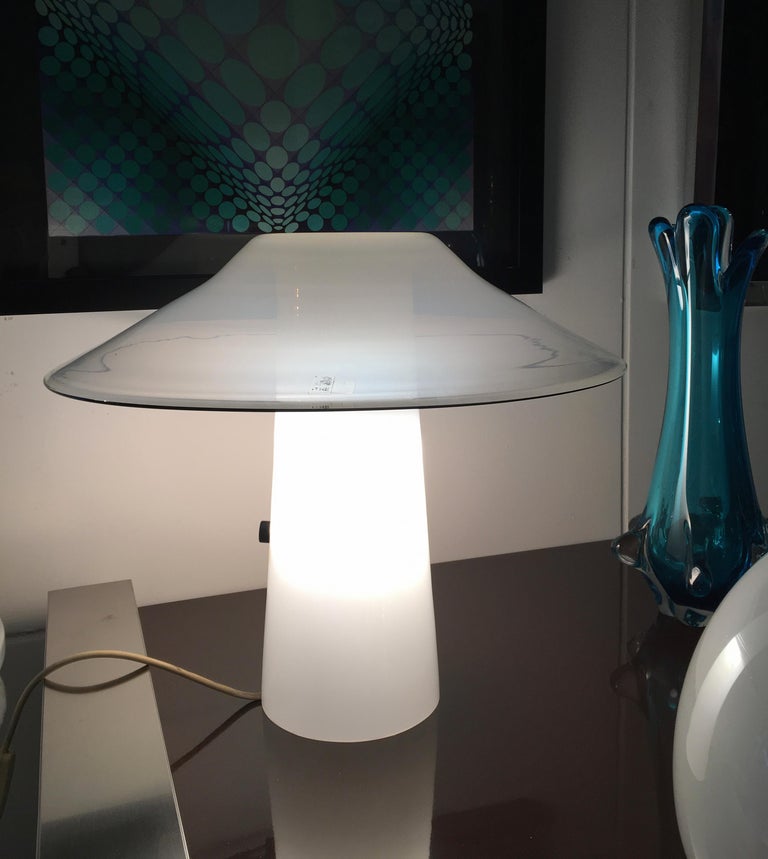 1970s Rare White Murano Glass Table Lamp by ITRE at 1stDibs
