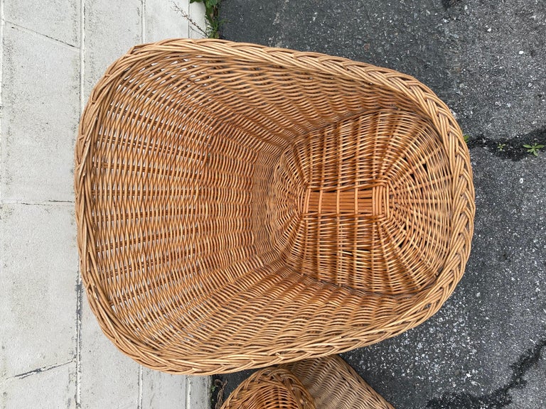 1970s Rattan Barrel Scoop Chairs, a Pair For Sale at 1stDibs