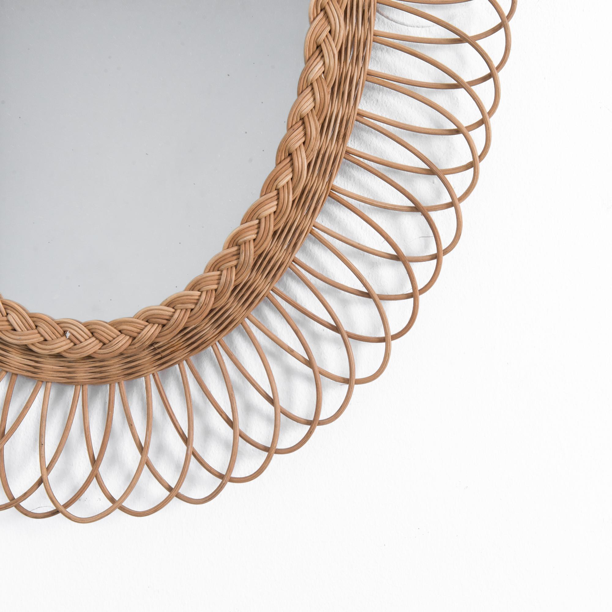 1970s Rattan Sunburst Mirror at 1stDibs