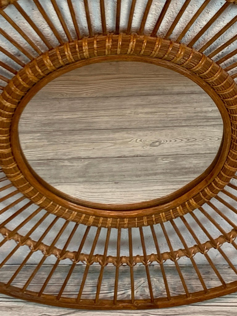 1970s Rattan Sunburst Mirror at 1stDibs