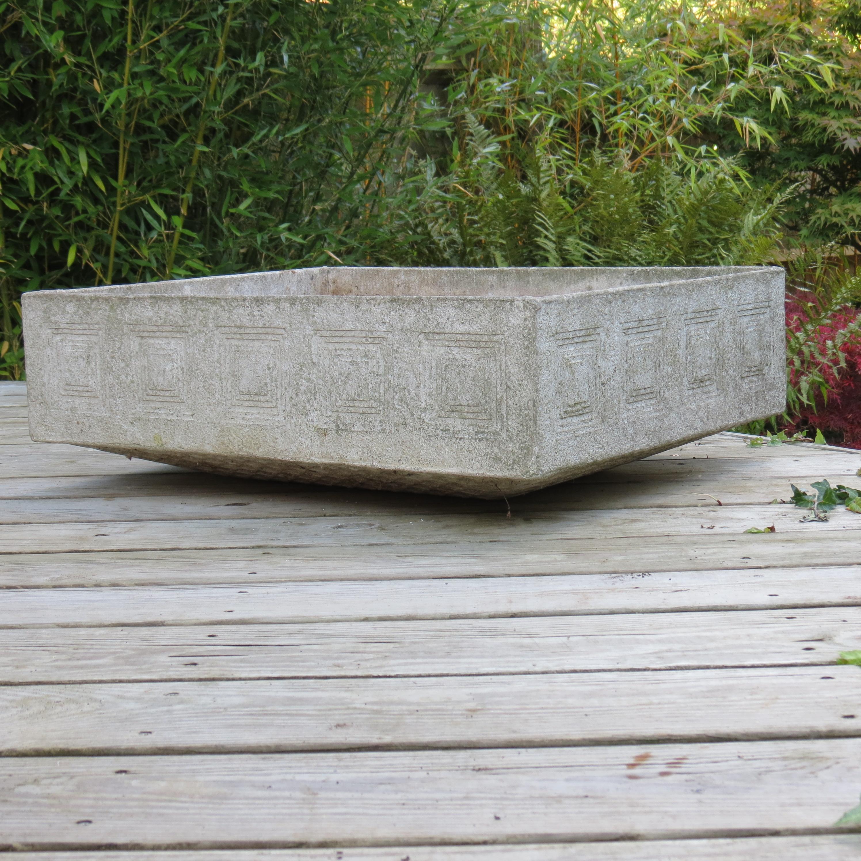 1970s Rectangular Decorative Concrete Garden Planter Willy Guhl Style ...