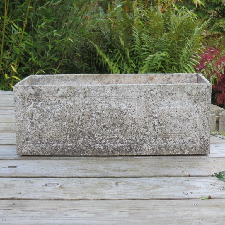 1970s Rectangular Decorative Concrete Garden Planter Willy Guhl Style ...