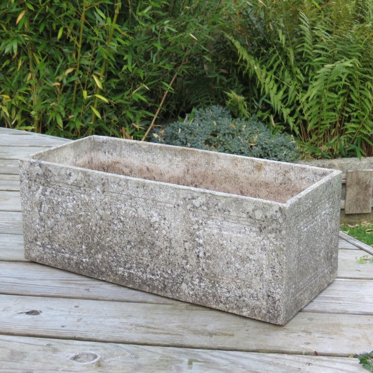 1970s Rectangular Decorative Concrete Garden Planter Willy Guhl Style ...