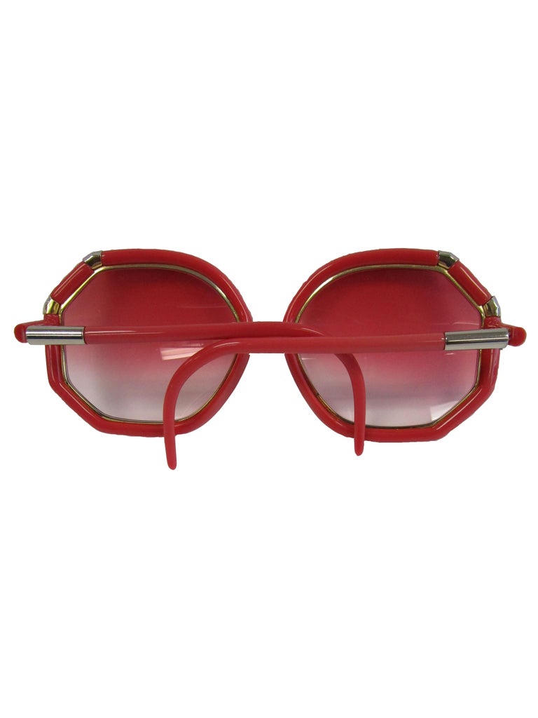 1970s Red and Gold Sunglasses with Rose Gradient Lenses For Sale at ...