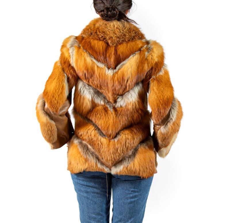 1970S Red Fox Fur Jacket With Awesome Paisley Lining For Sale at 1stDibs