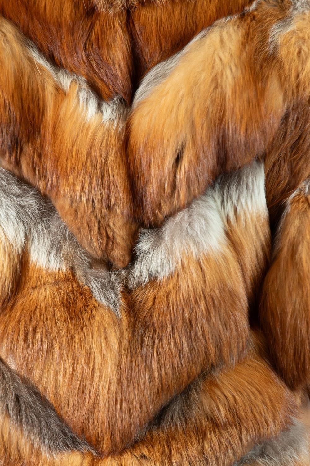 1970S Red Fox Fur Jacket With Awesome Paisley Lining For Sale at 1stDibs