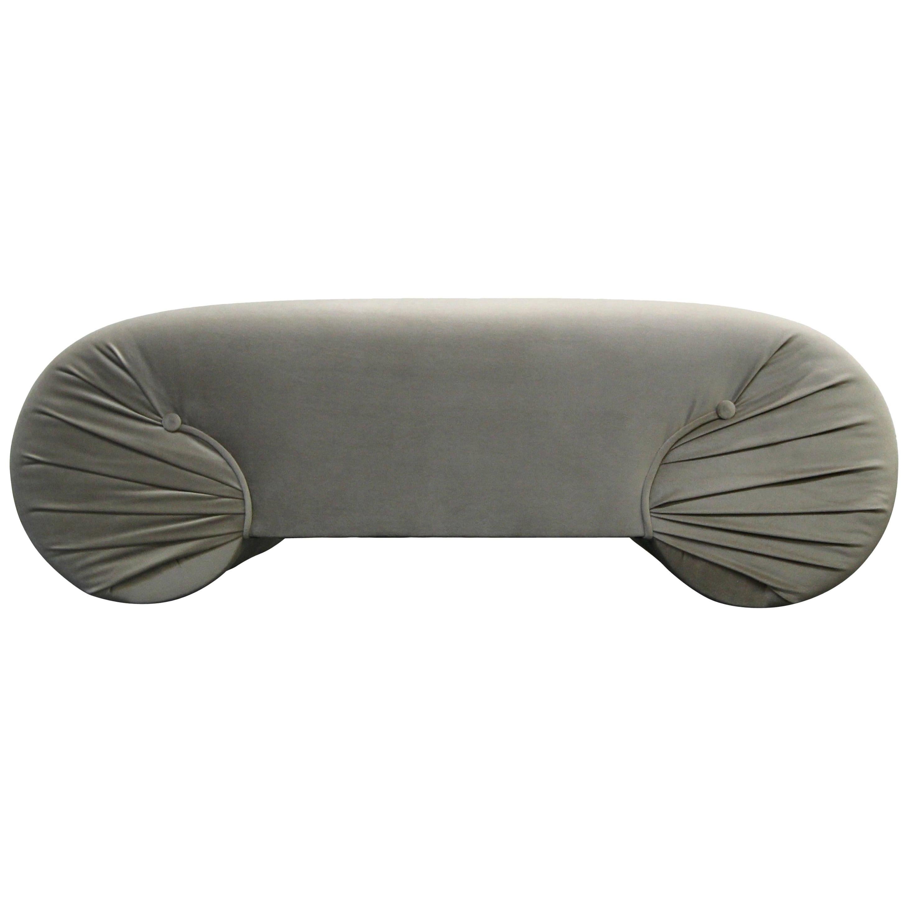 1970s Regency Style Curved Shell Shape Velvet Bench For Sale at 1stDibs