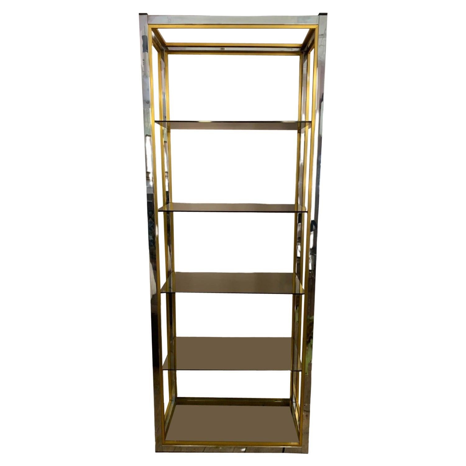 1960s Italian Teak and Brass Wall Shelving Unit by Vittorio Dassi for ...