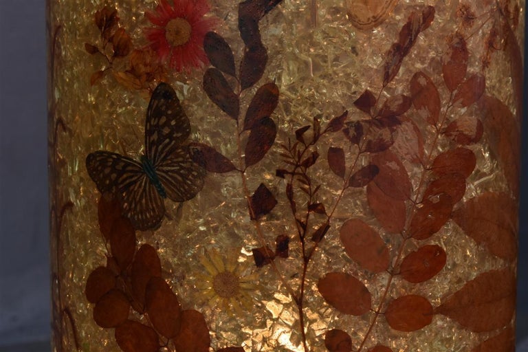 1970s Resin Lamp Butterfly Ceramic Inclusion by Accolay For Sale at 1stDibs