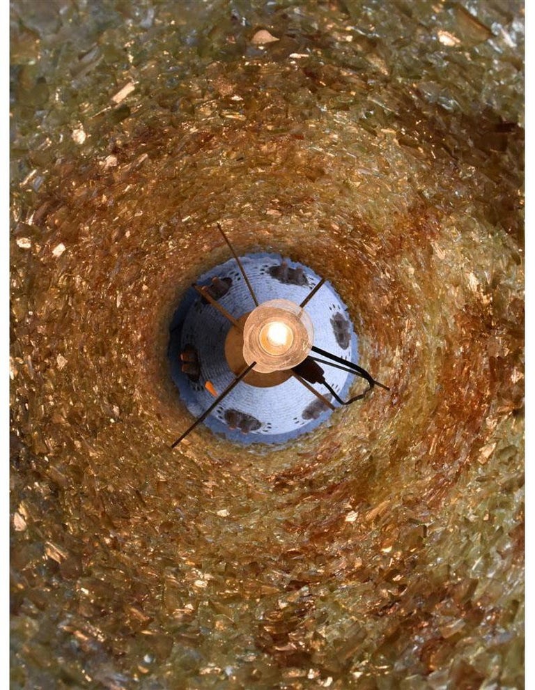 1970s Resin Lamp Butterfly Ceramic Inclusion by Accolay For Sale at 1stDibs