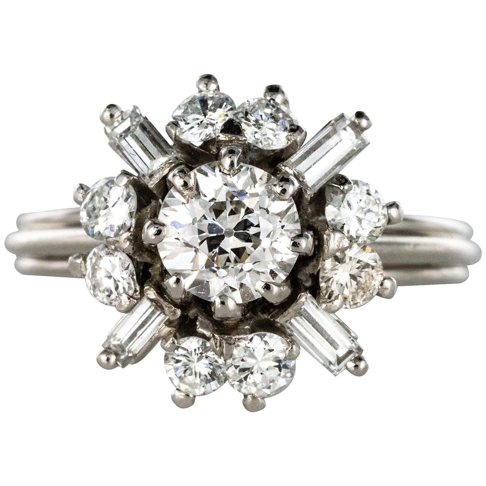 Retro Asymmetrical Diamond Platinum Ring For Sale at 1stDibs ...