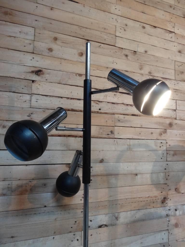 1970s Retro Vintage Freestanding Dijkstra Black Chrome Reading Floor ...
