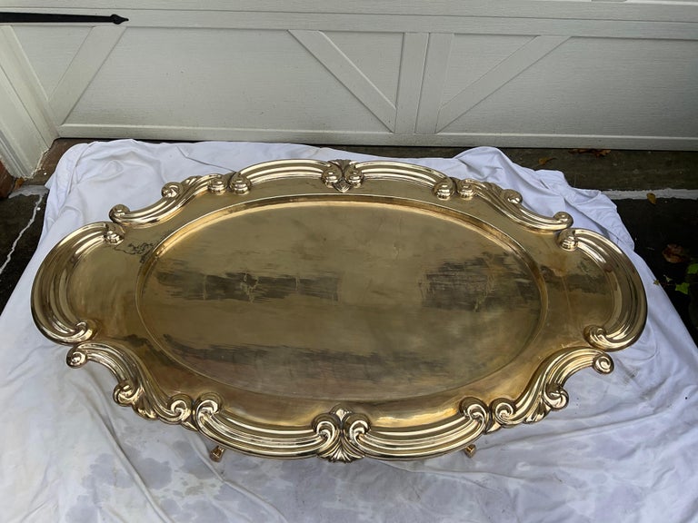1970s, Rococo Brass Tray Table and Base For Sale at 1stDibs