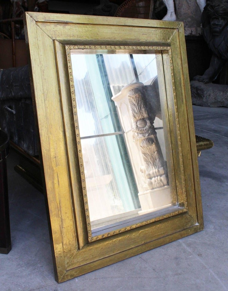 1970s Rodolfo Dubarry Handcrafted Gilded Brass over Wooden Frame Mirror ...