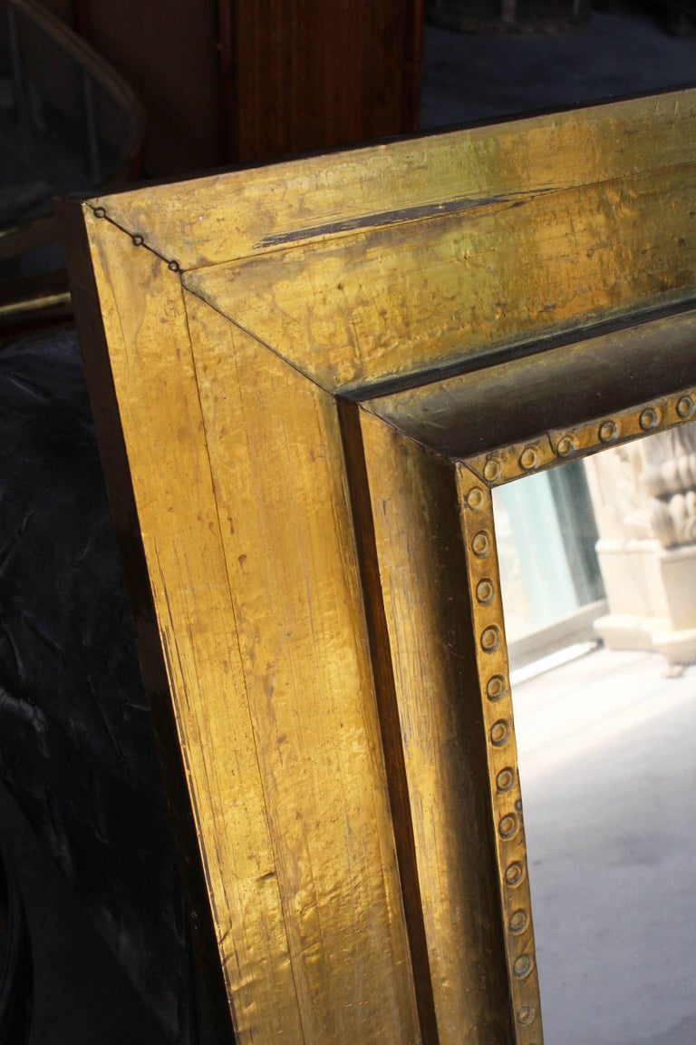 1970s Rodolfo Dubarry Handcrafted Gilded Brass over Wooden Frame Mirror ...
