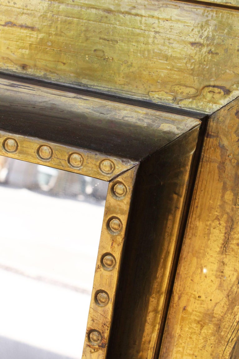 1970s Rodolfo Dubarry Handcrafted Gilded Brass over Wooden Frame Mirror ...