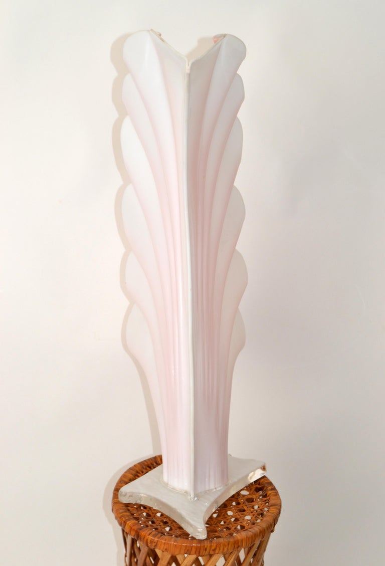 1970s Roger Rougier Acrylic Table Lamp White and Pink Mid-Century ...