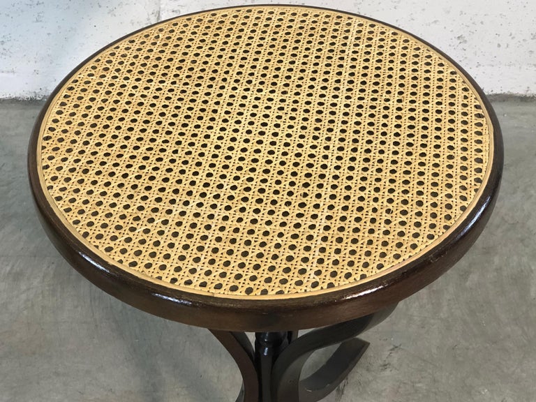 1970s Round Cane Top Side Tables, Pair at 1stDibs