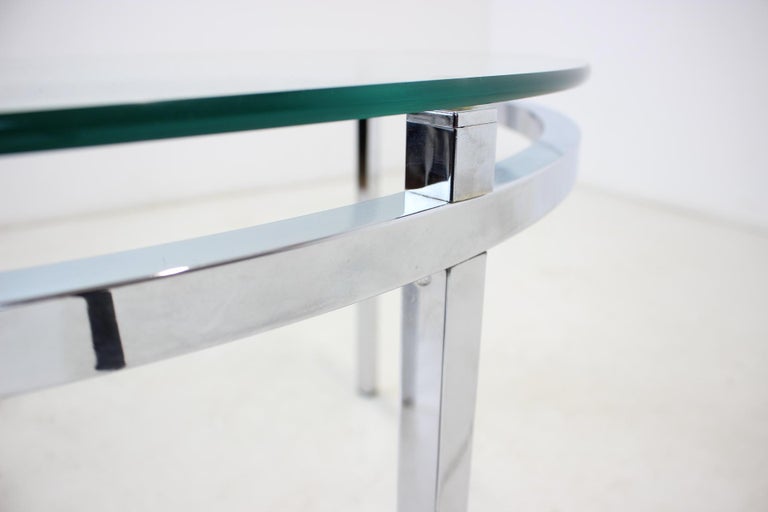 1970s Round Conference Table Chrome and Glass, Italy For Sale at 1stDibs