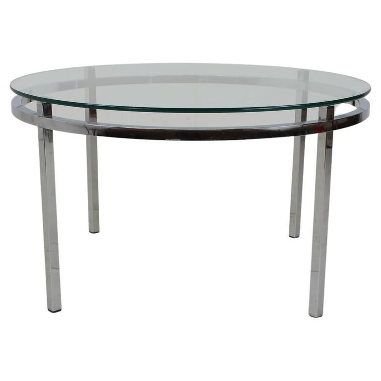 1970s Round Conference Table Chrome and Glass, Italy For Sale at 1stDibs