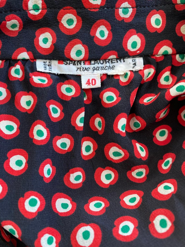 1970s Saint Laurent Rive Gauche Red Silk Blouse For Sale at 1stDibs