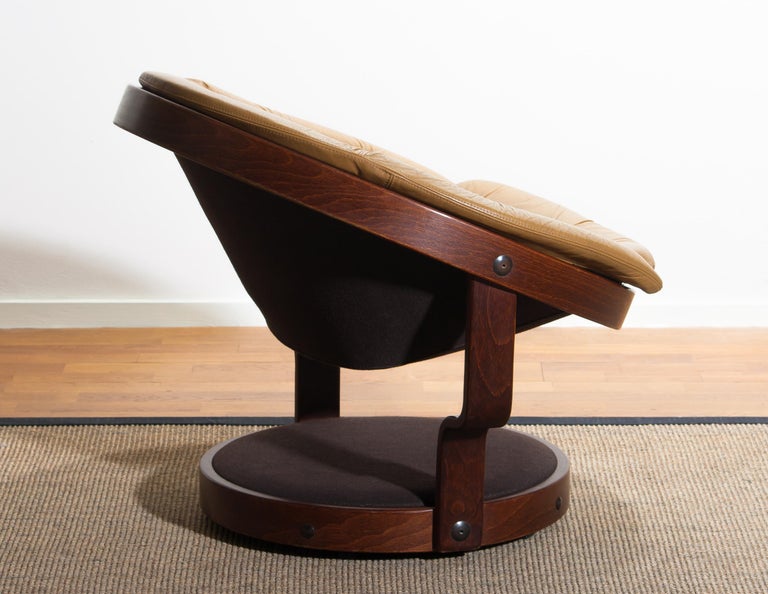 1970s Scandinavian Circle Shaped Swivel Chair by Oddmund Vad in Camel ...