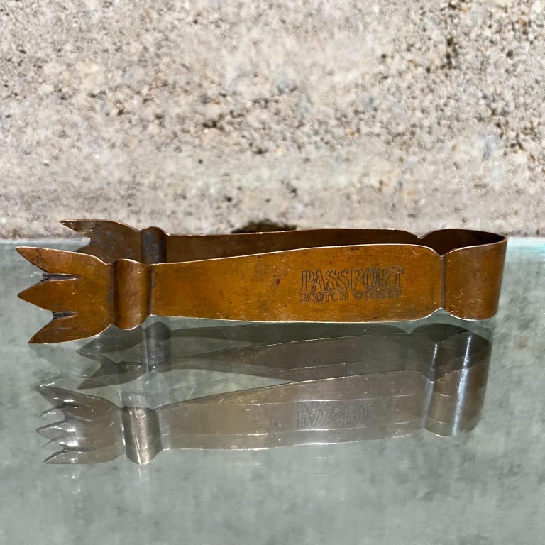 1970s Sculpted Patinated Copper Ice Tongs Passport Scotch Whiskey For ...