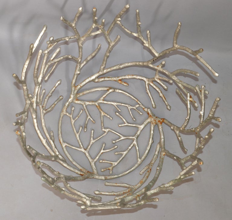 1970s, Sculptural Organic Coral Shaped Distressed Silver Finish ...