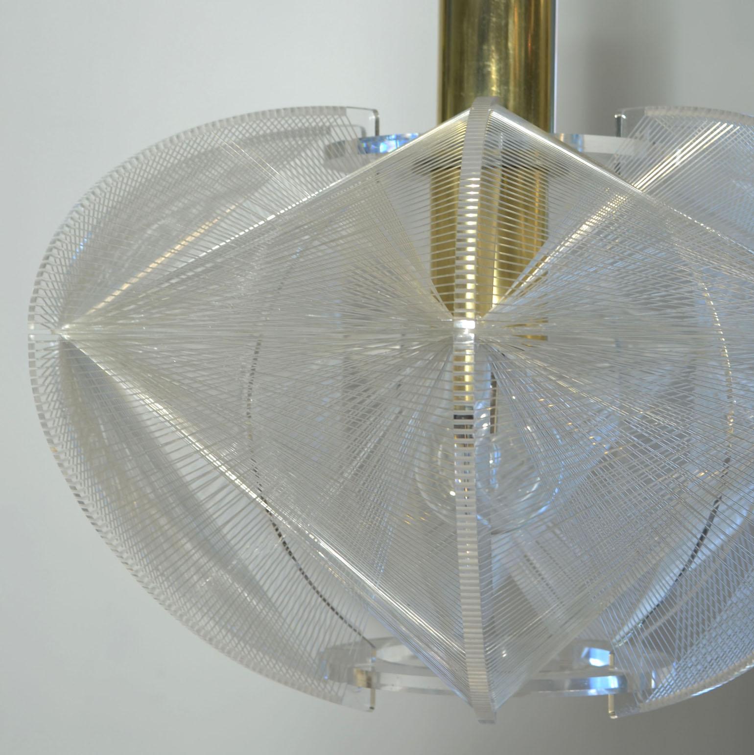 Pendant Lamp Lucite, Wire and Brass by Paul Secon for Sompex For Sale ...