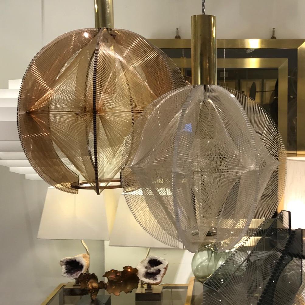 Pendant Lamp Lucite, Wire and Brass by Paul Secon for Sompex For Sale ...