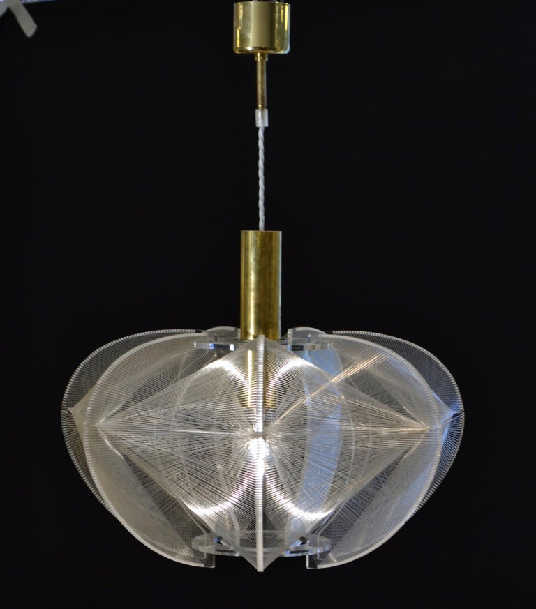 Pendant Lamp Oval Clear Lucite, Wire and Brass For Sale at 1stDibs ...