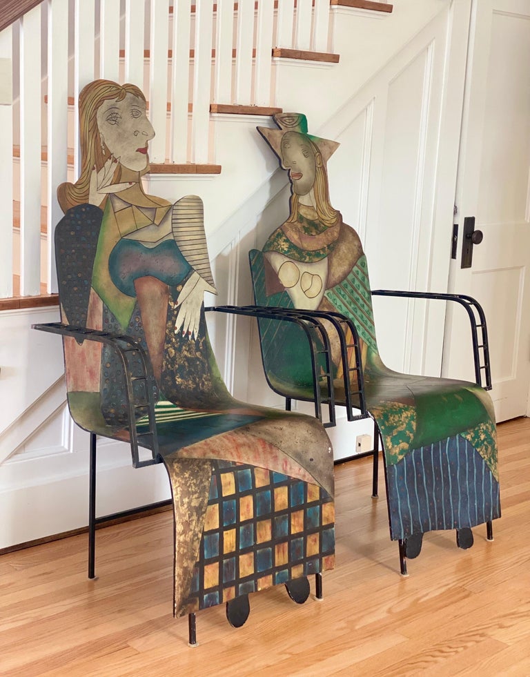 1970s Sculptural Picasso Style Bentwood and Steel Armchairs – a Pair ...