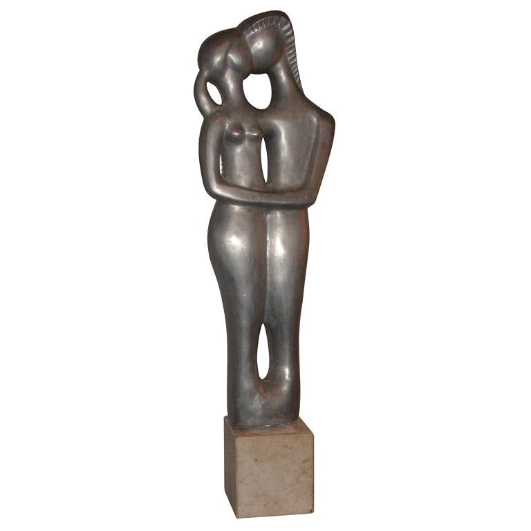 Artisan Glass Sculpture of Two "Embracing Figures" by Isaac For Sale at ...