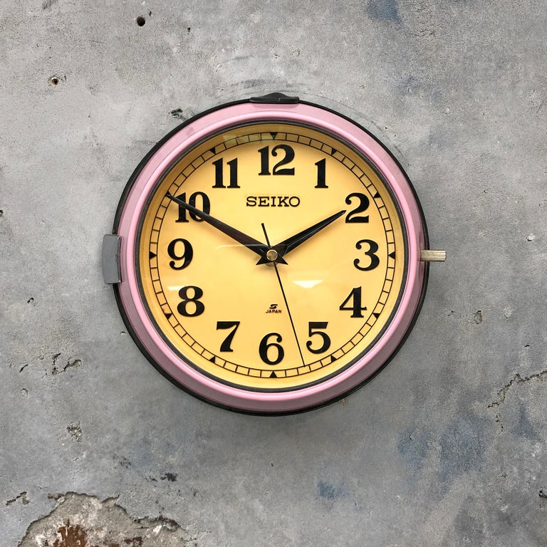 1970s Seiko Retro Vintage Industrial Antique Steel Quartz Wall Clock ...