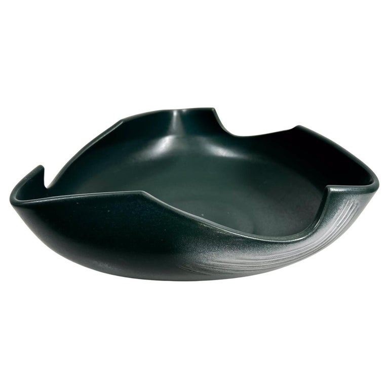 1970s Sensual Green Triangular Ceramic Dish Art Nouveau Style For Sale ...