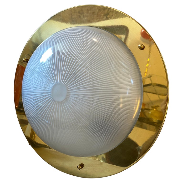 1970s Sergio Mazza Inspired Mid-Century Modern Brass and Glass Ceiling ...