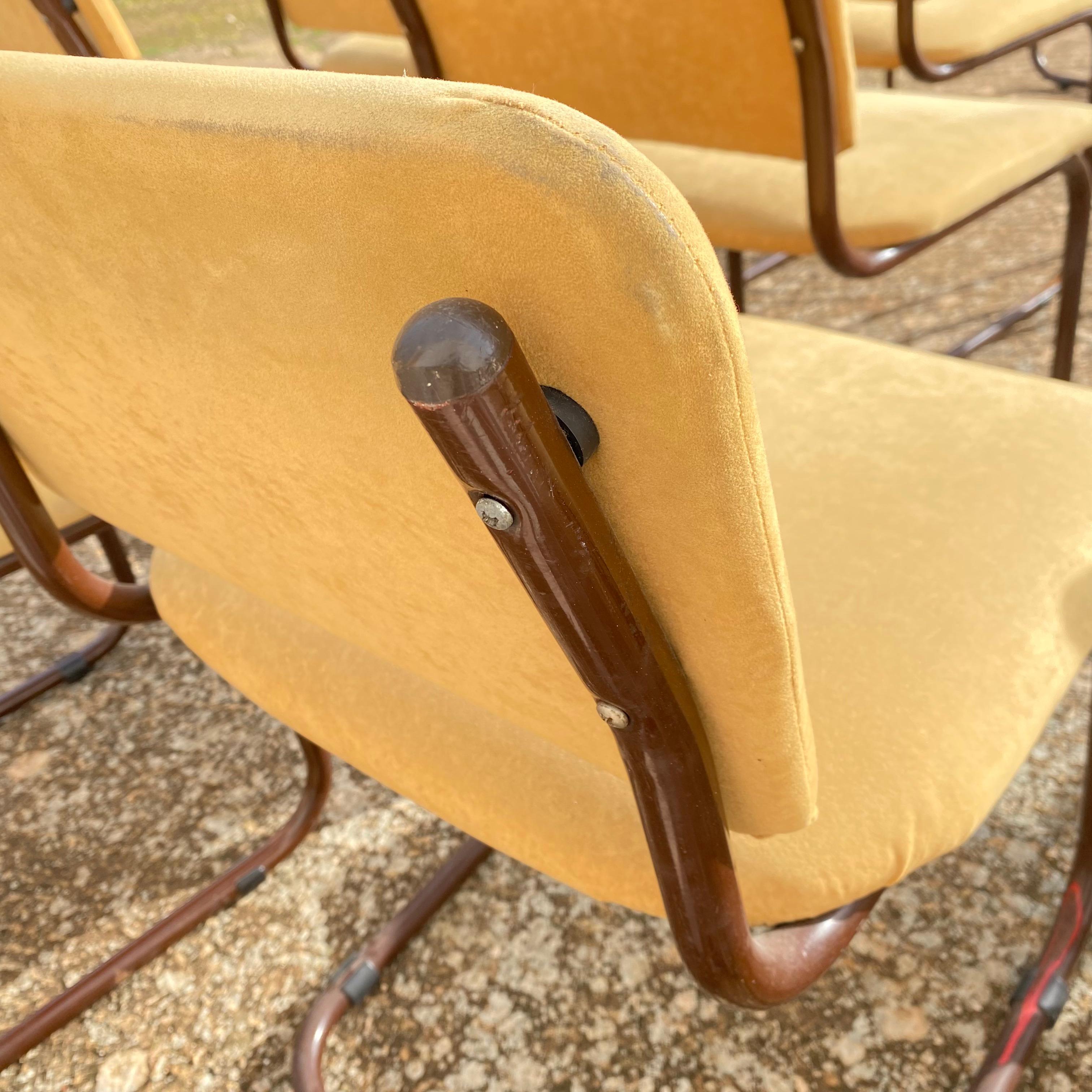 1970s Set of 13 "Cesca" Style Chairs in Suede For Sale at 1stDibs
