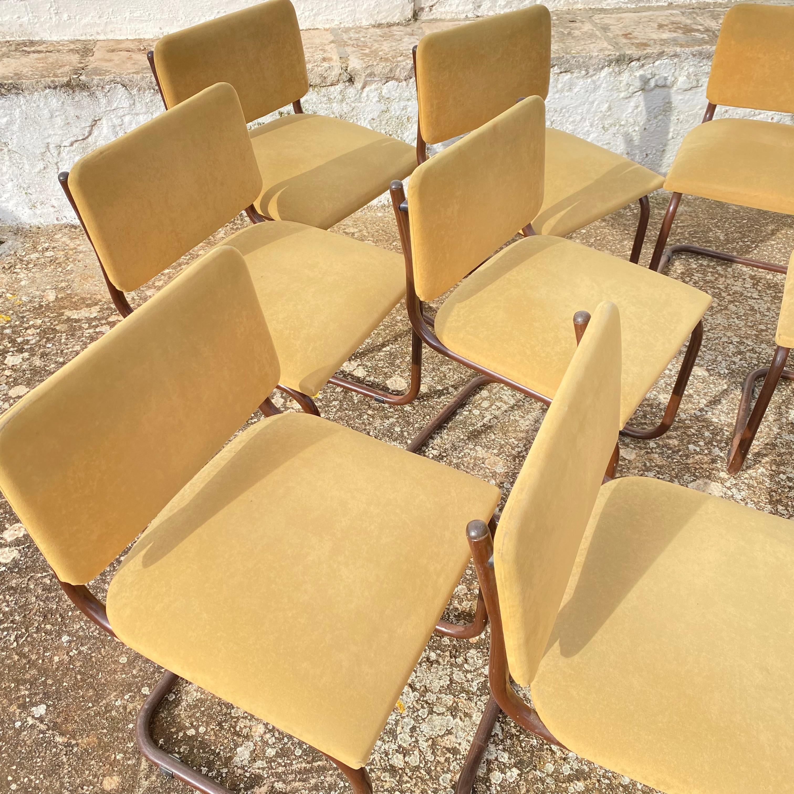 1970s Set of 13 "Cesca" Style Chairs in Suede For Sale at 1stDibs