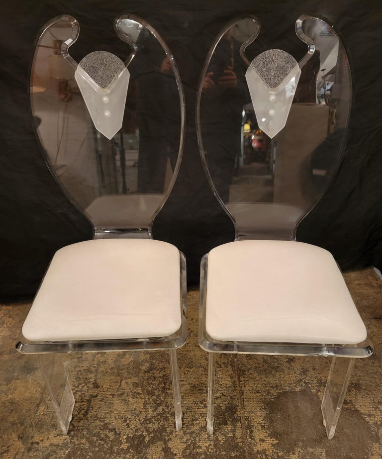 1970s Set of 4 Ice Carved Dining Chairs For Sale at 1stDibs