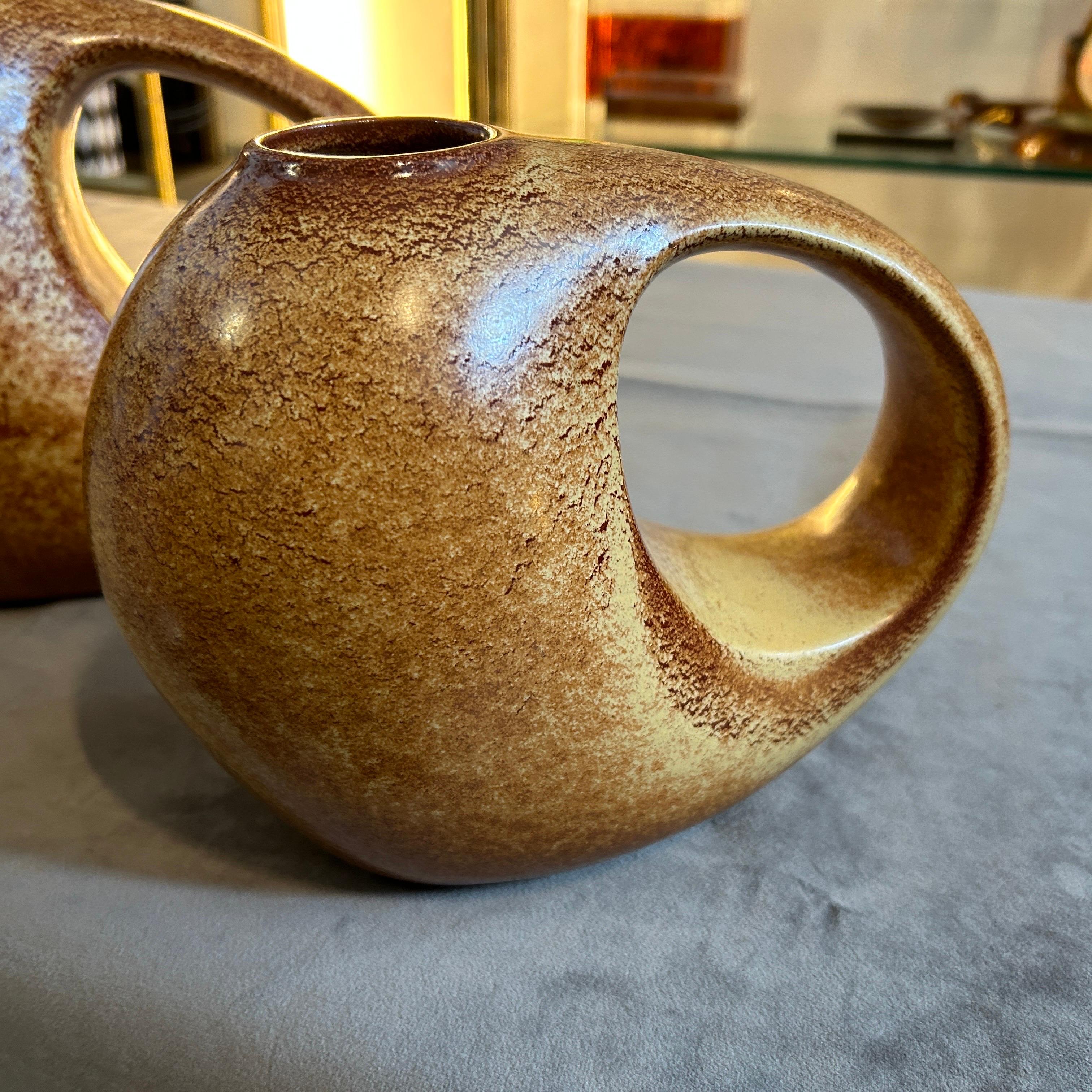1970s Set of Two Mid-Century Modern Brown Ceramic Italian Jugs by ...