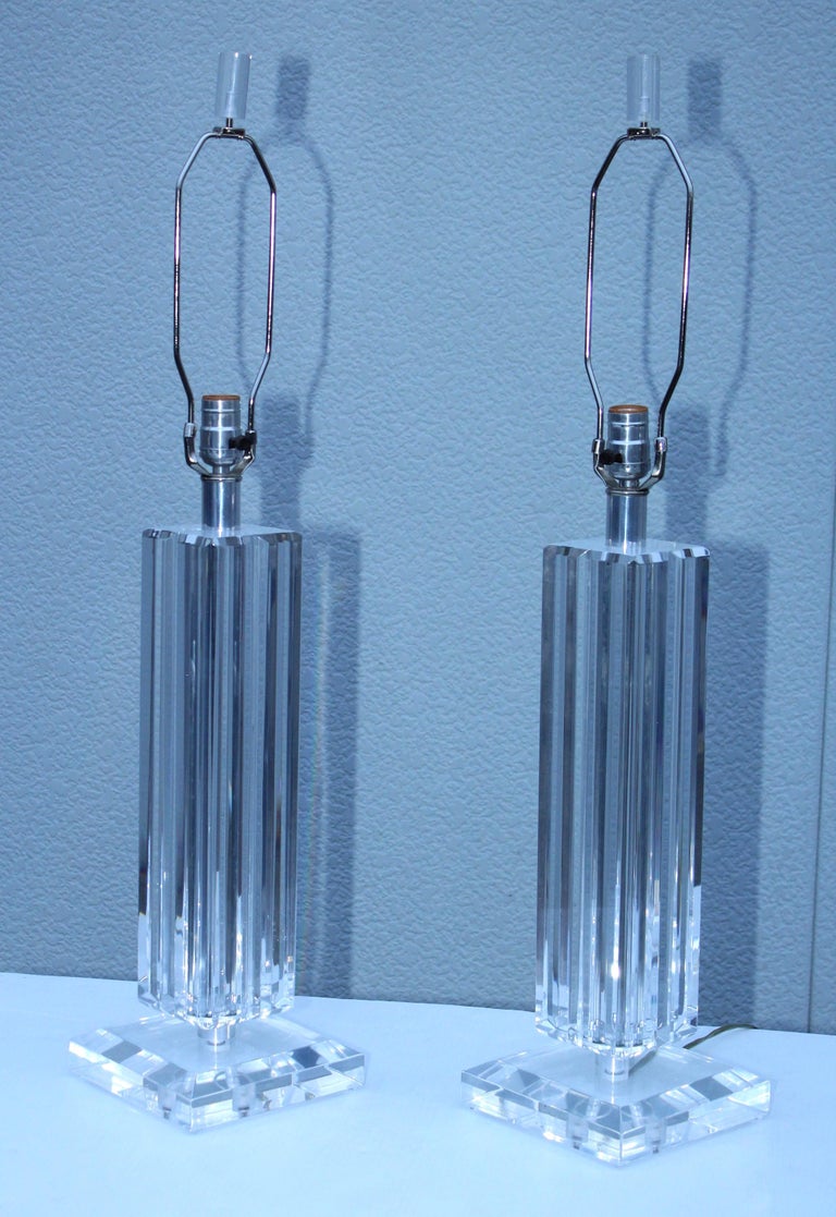 1970s Shirley Ritts Lucite Table Lamps For Sale at 1stdibs