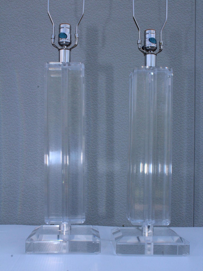 1970s Shirley Ritts Lucite Table Lamps at 1stDibs