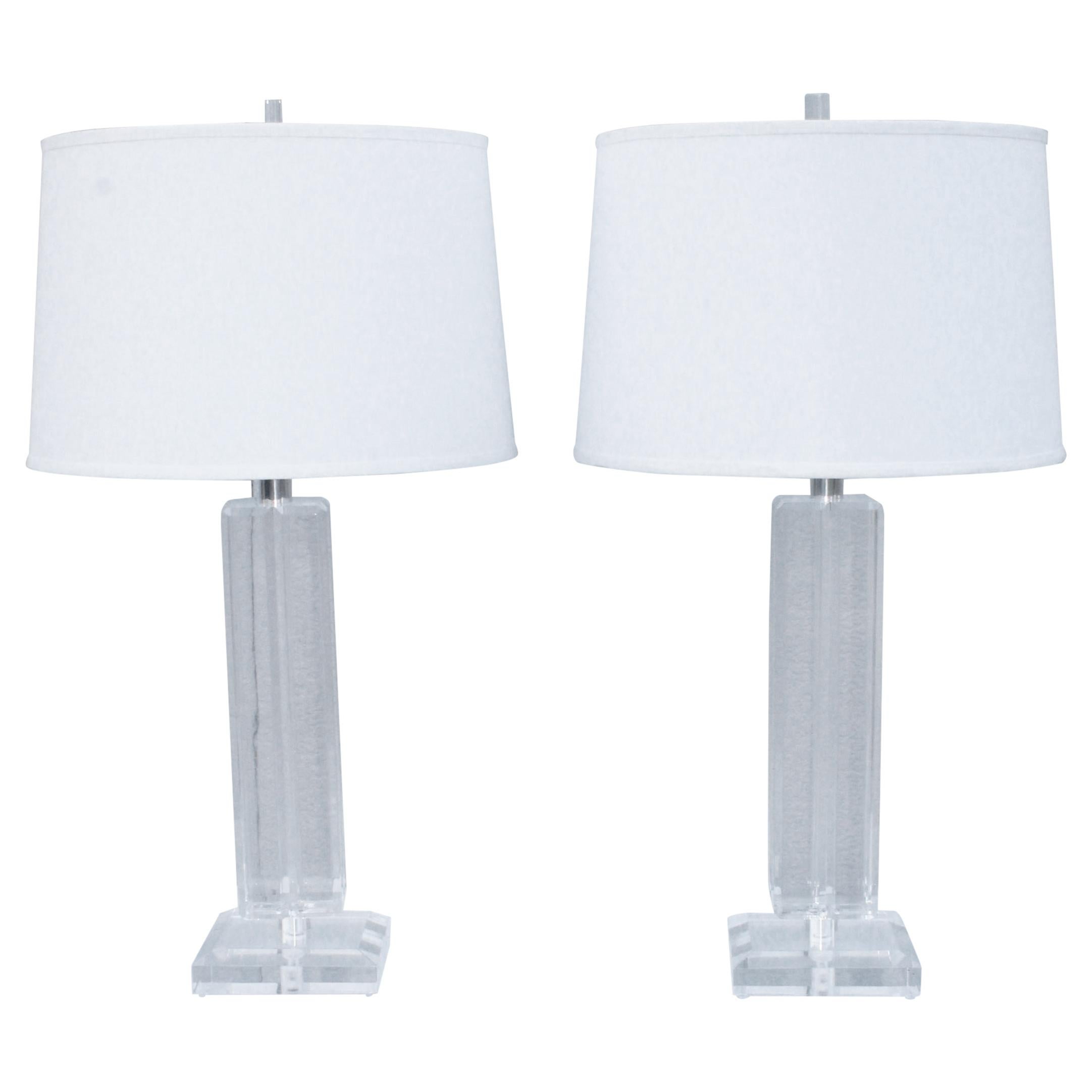 1970s Shirley Ritts Lucite Table Lamps at 1stDibs