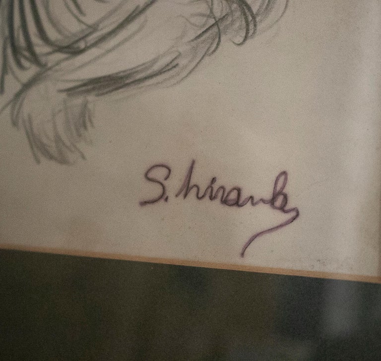 1970s Signed and Framed Woman w/ Child Pencil Drawing For Sale at 1stDibs