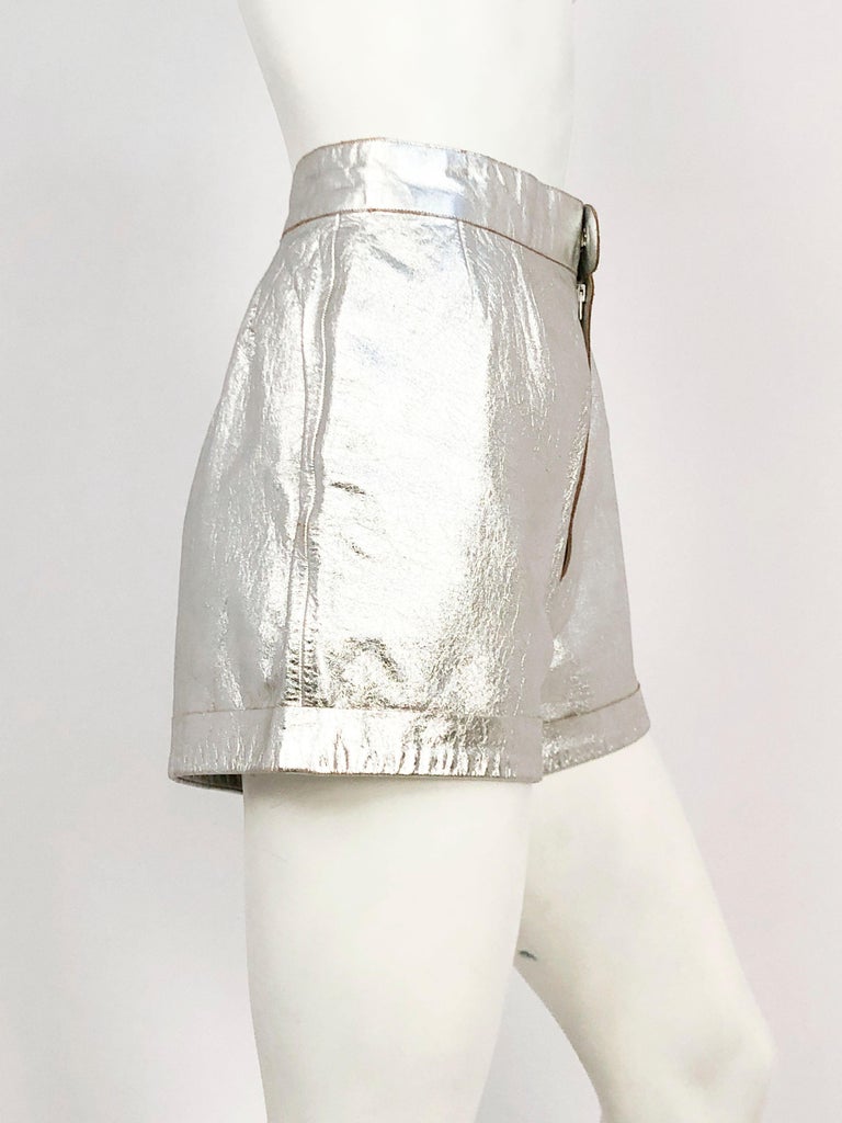 1970s Silver Metallic Leather High-waisted Disco Shorts at 1stDibs ...