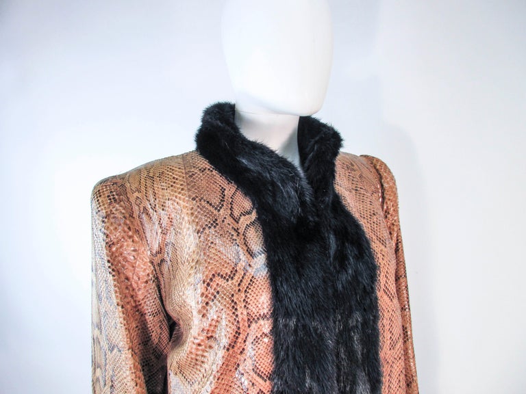 1970's Snakeskin Coat with Mink Trim and Sheared Detachable Lining Size ...